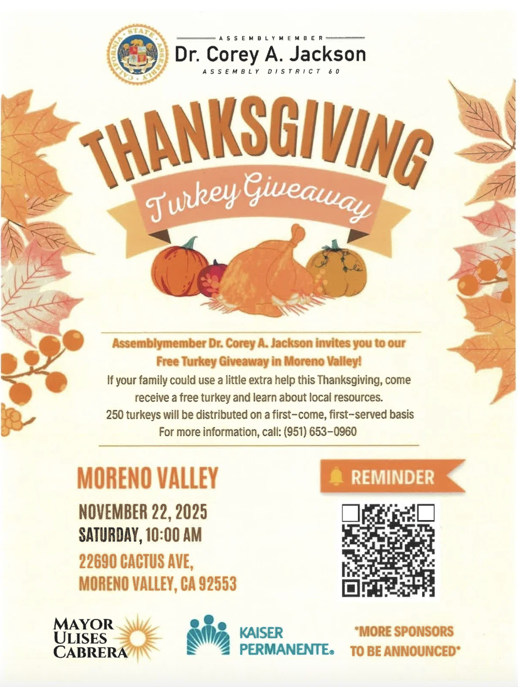 Thanksgiving Turkey Giveaway - Moreno Valley, Ca - Community Health ...